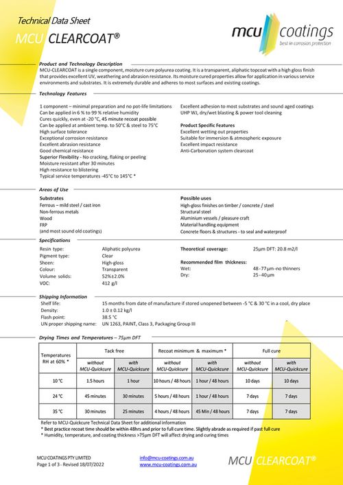 MCU-Clearcoat from Swart & Sons